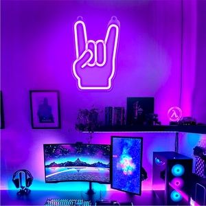 Urban Outfitters | Wall Decor | Retro Purple Rock On Hand Sign Gesture ...